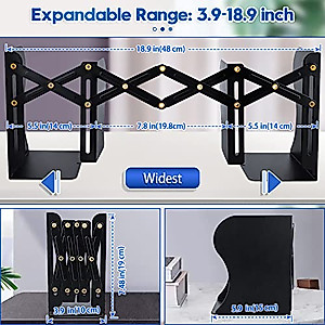 Heavy Duty Book End to Hold Books, Adjustable Bookends Book Holder for Shelves, Decorative Book Organizer for Desk, Sturdy & Flexible - Metal Book Ends Binder Holder for Tabletop