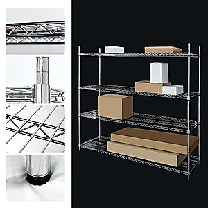 Baoz 4 Tier Heavy Duty Storage Shelving Unit with Adjustable Layers Metal Wire Storage Rack for Pantry Closet Kitchen Restaurant (47.2" x 17.7" x 61", Chrome-Plated)