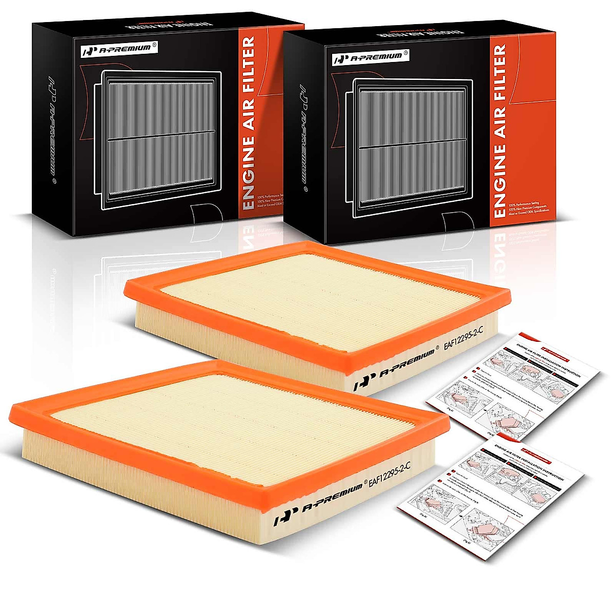 A-Premium 2-PC Engine Air Filter Compatible with Subaru Ascent, Crosstrek, Forester, Impreza, Legacy, Outback, WRX, 2017-2022, Flexible Panel, Replace# 16546-AA16A