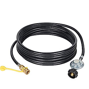 GGC 12 FT Propane Hose with Regulator -3/8 Quick Connect Disconnect Replacement for Mr. Heater Big Buddy Indoor/Outdoor Heater, Type 1 Connection x Quick Connect Fittings