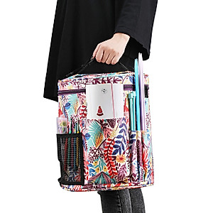 KOKNIT Durable Yarn Storage Tote, Yarn Organizer Crochet Bag with Knitting Accessories Pockets for Beginners and Craft Lovers, Slits on Top to Protect Wool and Prevent Tangling