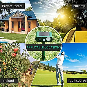 Abilly Ultrasonic Solar Animal Repellent, Cat Repellent Outdoor, Rat, Squirrel, Deer, Raccoon, Skunk, Rabbit, Mole, Dog, Cat,