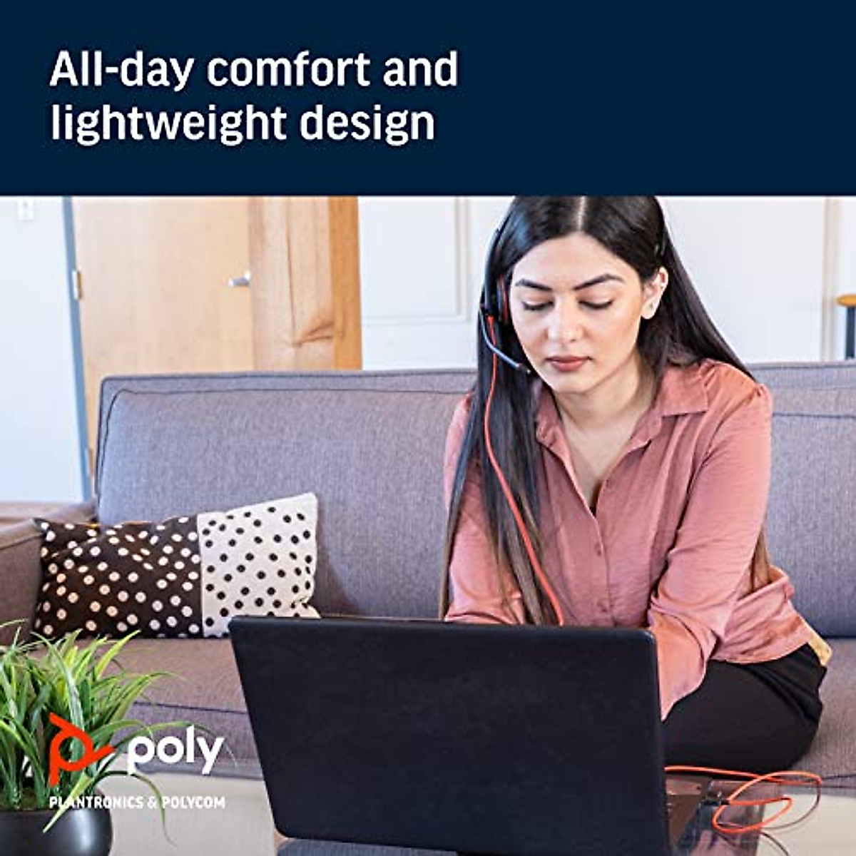 Plantronics - Blackwire 3210 - Wired, Single Ear (Monaural) Headset with Boom Mic - USB-A to connect to your PC and/or Mac