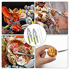 4 Pcs Walnut Cracker Tools, Windspeed Nut Crackers Three Opening Clips Nut Shell Openers Tools for Seafood Cracker, Lobster Crab Non-Slip Handle Shell Cracker with 2 Pcs Picks