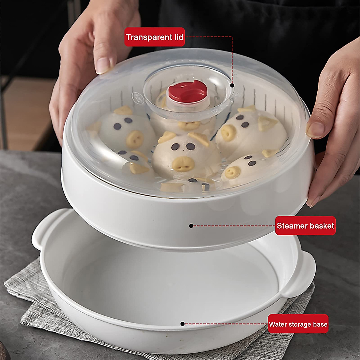 PYSUL Microwave Steamer for Vegetables, Veggie Steamer, Micro Cookware, Microwave Heating Bowl, Steamer for Cooking, Steamer Bowls for Microwave