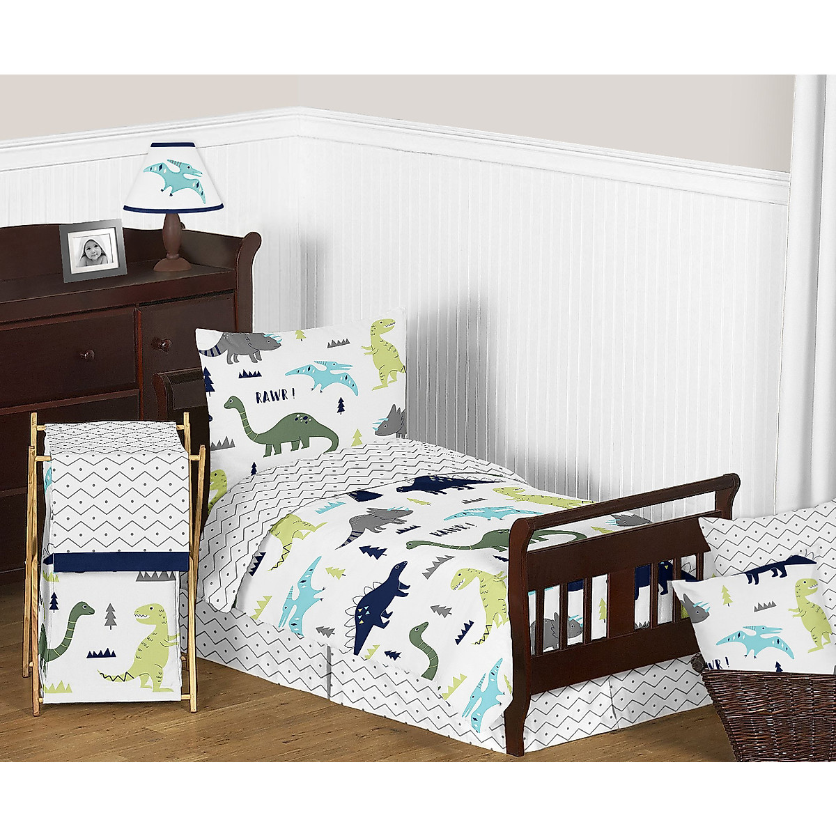 Sweet Jojo Designs Blue and Green Dino Playmat Tummy Time Baby and Infant Play Mat for Mod Dinosaur Collection