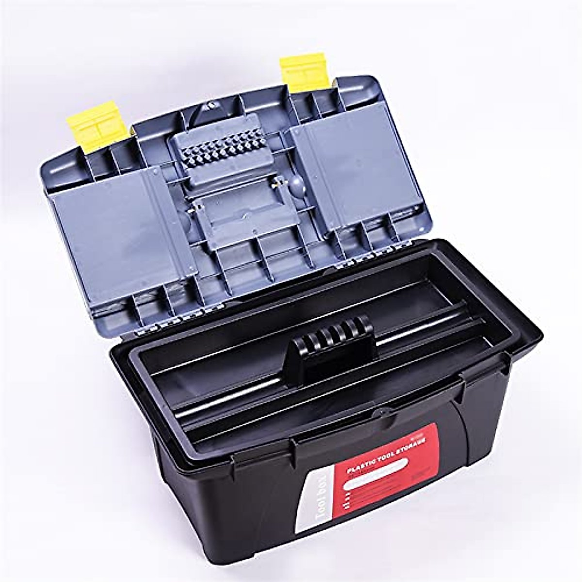 Toolbox Hand Truck Platform Truck Steel and Plastic 2-Layer Deck Push Cart with 4 Wheels and Foldable Handle Large Load Capacity Dolly for Moving Platform Cart
