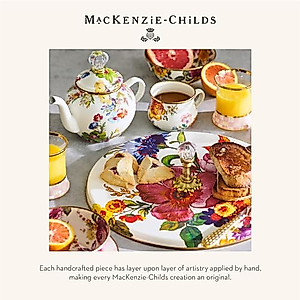 MACKENZIE-CHILDS Black Flower Market Enamel Canister, Floral Kitchen Storage Container with Lid, Small