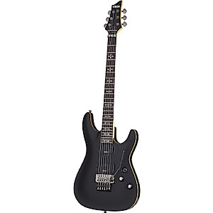 Schecter Demon-6 FR Electric Guitar in Aged Black Satin Bundle with Electric Guitar Hard Shell Carrying Case (2 Items)