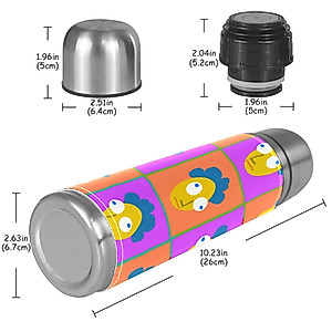 Stainless Steel Leather Vacuum Insulated Mug 昏阙脑袋 | Thermos Water Bottle for Hot and Cold Drinks Kids Adults 16 Oz