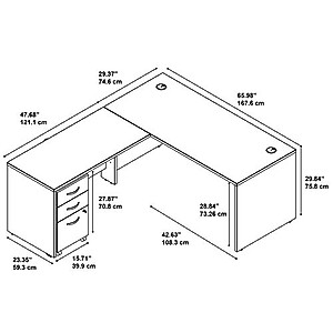 bbf Series C 66W L Shaped Desk with Drawers in Hansen Cherry - Engineered Wood