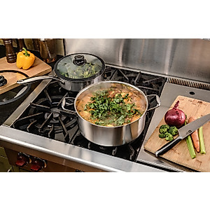 Black Cube Stainless Steel 7.5 QT Stockpot With Lid, 3 Ply Professional Grade Steel 11-inch Pot, Sliver, Dishwasher Safe.