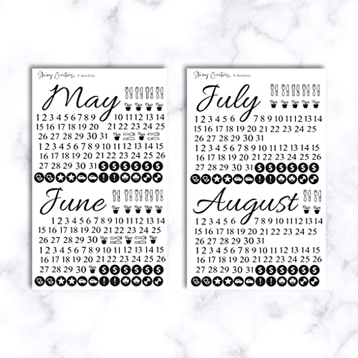 Essentials Calendar Planner and Journaling Stickers, Black and White Starter Kit for Journals and Planners, 12 Sheets, 1361 Stickers Per Pack
