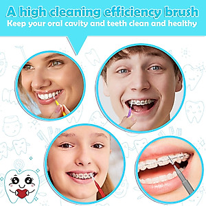 Modacraft 120Pcs Interdental Brush 4 Sizes Braces Brush Toothpicks with Soft Bristles 360° Bendable Floss Heads Dental Brushes Between Teeth Gum Braces Cleaning Kit Oral Tooth Cleaning Tool