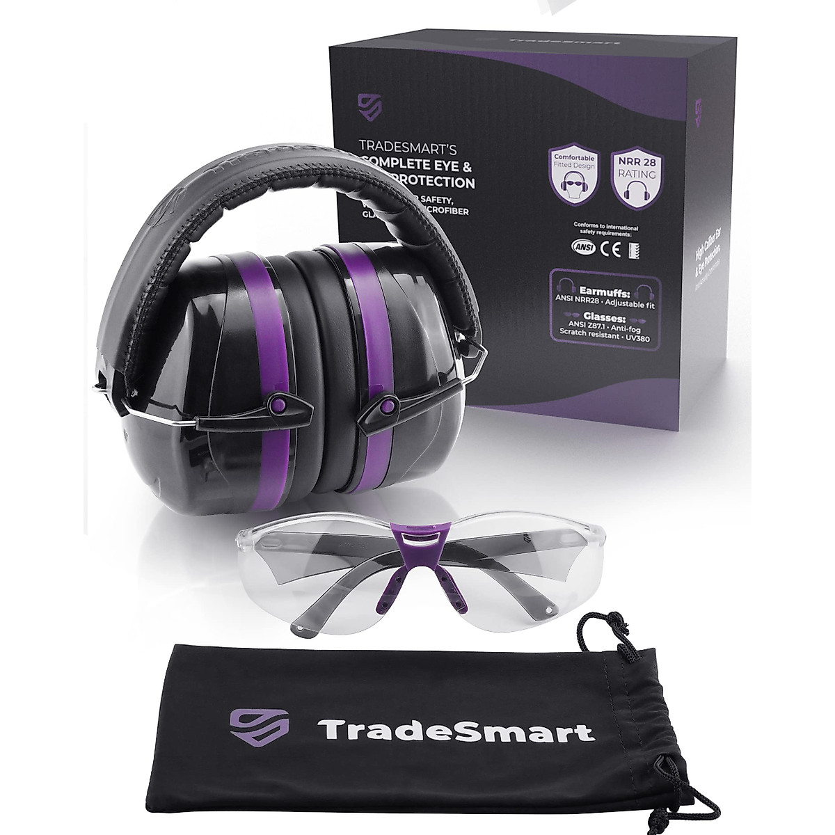 TradeSmart High-Performance Earmuffs for Shooting Range & Shooting Eye Protection Glasses + Firearm Confidence Course Included