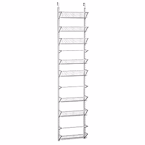 8 tier, Over the Door Organizer - Hanging Wall Rack for Closet, Bathroom, or Kitchen Organization and Storage - Metal Pantry Shelves by Home-Complete (White)