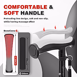 BeneCane Walking Cane for Men & Women Walking Stick for Seniors Folding Canes Quad Cane Adjustable Lightweight Sturdy Collapsible Heavy Duty with Soft TPR T-Handle and Travel Bag