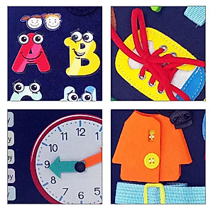 ALKISS Busy Board,26-in-1 Montessori Toys for Toddler, Sensory Board with Alphabet and Calendar for Learning Fine Motor Skills, Portable Travel Toy, Preschool Educational Toys Gift for Boys Girls