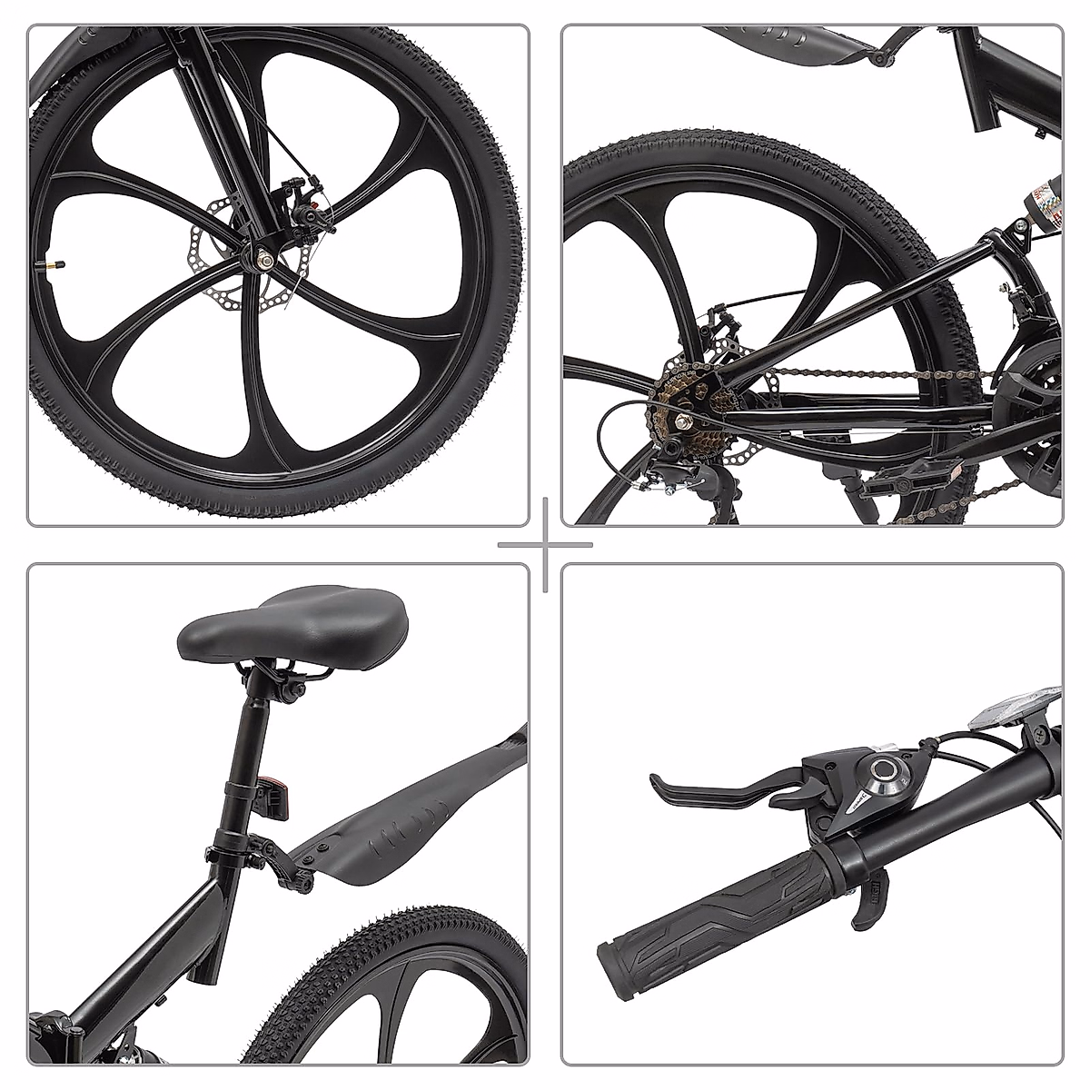 YIYIONCE Mountain Folding Bike 26In Folding Mountain Bicycle, Upgraded 21 Speed Foldable Bicycle with 6 Blade Flywheel, Strong Carbon Steel Bike, Folding Bike for Men & Women (Black)| US Stock