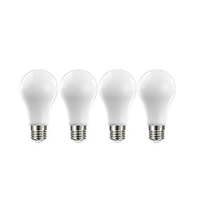 Satco S12440 A19 LED 4-Bulb Value Pack, 100W Replacement, 2700K, White