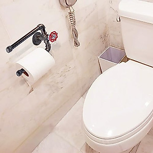 MENZOM Industrial Vintage Wall Mount Towel Rack - Industrial Tubular Paper Towel Rack, Heavy Duty Rustic Iron Pipe Design, Matte Black, with Hardware, for Bath Towels Towels(G)