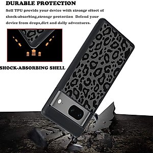 KANGHAR Case Compatible with Google Pixel 7,Black Leopard Design,Tire Texture Non-Slip +Shockproof Rugged TPU Protective Case for Pixel 7-Leopard Pattern