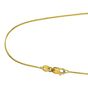 JewelStop 14k Solid Yellow Gold 0.7 mm Round Snake Chain Necklace, Lobster Claw Clasp - 16 Inches, 2gr.