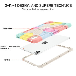 BENTOBEN for iPad Pro 11 inch Case, iPad Air 5th/4th Generation Case, 2 in 1 Heavy Duty Rugged Shockproof Kickstand Pencil Holder Girls Women Kid iPad Pro 11 inch Tablet Cover, Rose Gold