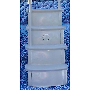 Main Access 200600T 4 Piece 24" Wide Heavy Duty Adjustable Above Ground Swimming Pool Smart Step Entry System with 200 Pound Capacity, Taupe