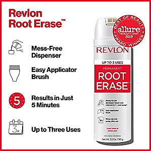 Revlon Permanent Hair Color, Permanent Hair Dye, At-Home Root Erase with Applicator Brush for Multiple Use, 100% Gray Coverage, Medium Golden Brown (5G), 3.2 Fl Oz