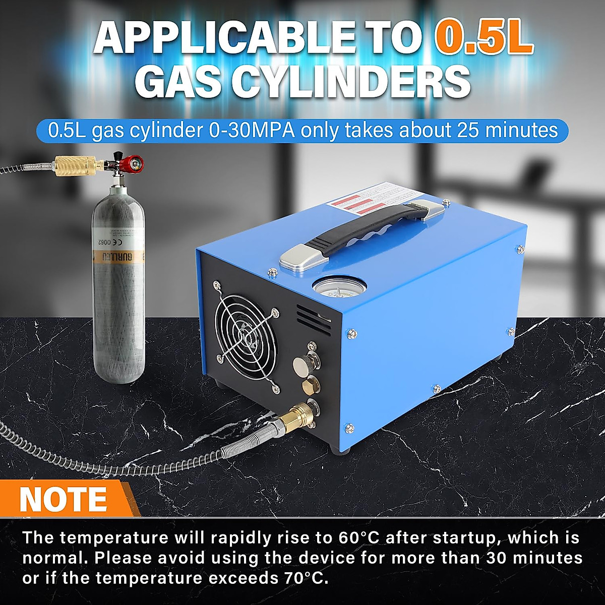 NIHAO PCP Air Compressor, 4500Psi 30Mpa, Water Oil-Free, 12V Automotive DC or Home 110V AC, Portable PCP Airgun Compressor for Paintball/PCP Rifle/Mini Scuba Tank