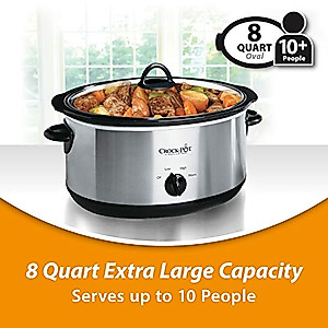 Crock-Pot Large 8 Quart Oval Manual Slow Cooker, Stainless Steel (SCV800-S)
