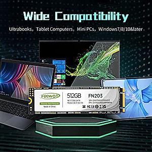 Fikwot FN203 M.2 SATA SSD - SLC Cache 3D NAND TLC SATA III 6Gb/s M.2 2280 NGFF Internal Solid State Drive, Up to 550MB/s, Compatible with Ultrabooks, Tablet Computers and Mini PCs (512GB)