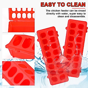 4 Plastic Flip Top Bird Small Poultry Feeder for Pigeon Chicken Feeder Small Poultry Feeder Drinker Duckling Quail Feeder No Mess No Waste Multihole Birds Feeding Dish Dispenser (Red)