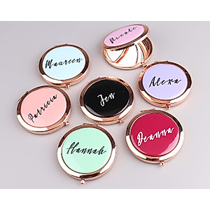 wadbeev Personalized Compact Mirror Bridesmaid Gift, Any Logo Image, Wedding Favors Watercolor Flower Gift for her