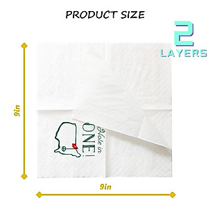 Geloar Golf Cocktail Napkins, 100 Pack Hole in One First Birthday Golf Themed Paper Disposable Cocktail Beverage Napkins for Baby 1st Hole In One Birthday Decorations 2-Ply, 5x5 Inches (Hole in One)