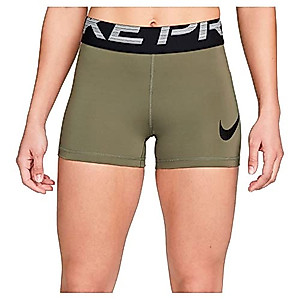 Nike Women's Pro Dri-Fit 3" Graphic Training Shorts (as1, Alpha, m, Regular, Regular, Medium Olive/Black/Black)