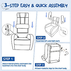 Costzon Kids Recliner, Gaming Recliner Chair w/Side Pockets, Footrest, Headrest & Lumbar Support for Kids Room & Play Room, Adjustable Racing Style Leather Sofa for Children Boys Girls (Blue, Black)