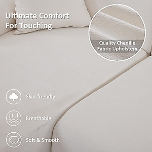 Tmsan L Shaped Sectional Sofa Couch, 109" Modern Chenille Cloud Couch Comfy Floor Corner Sofa with Chaise & 2 Pillows for Living Room Apartment Office (Beige)