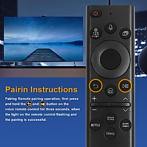 BN59-01385A Voice Replacement Remote Control for Samsung Smart Tvs 4k 8K Ultra HD Neo QLED The Frame and Crystal UHD Series 2021-2023 Models, Rechargeable Solar Cell and USB Type-C