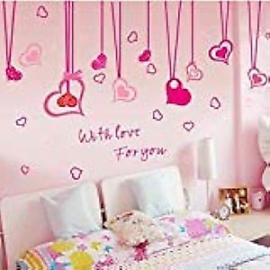 Red Love Hollow Heart Skirting Lines Wall Sticker Living Room Bedroom Nursery Flooring Line Decal Valentines Day Decor