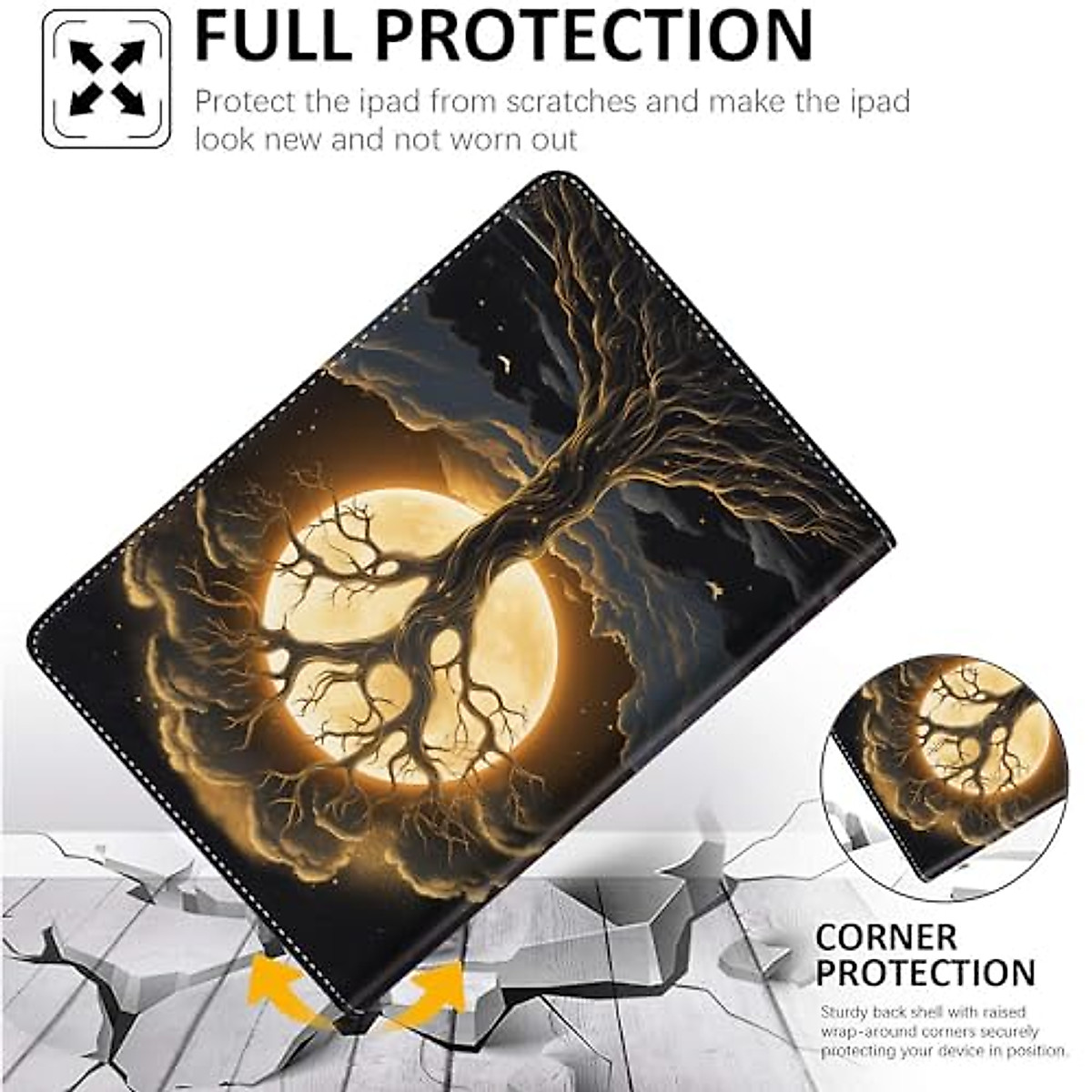 Case for Samsung Galaxy Tab S8 2022/Tab S7 2020 11 Inch (Model SM-X700/X706/T870/T875/T878), Multi-Angle Smart Stand Cover Auto Sleep/Wake, Tree of Life and Moon