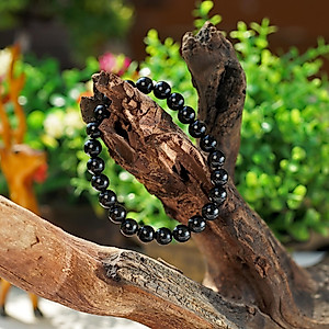 Ultimate Protection Bracelet - Handmade Natural Black Obsidian Bracelet - Gemstone 8mm Round Beads Natural Stone Yoga Bracelet - Boho Stone Stretch Bracelet