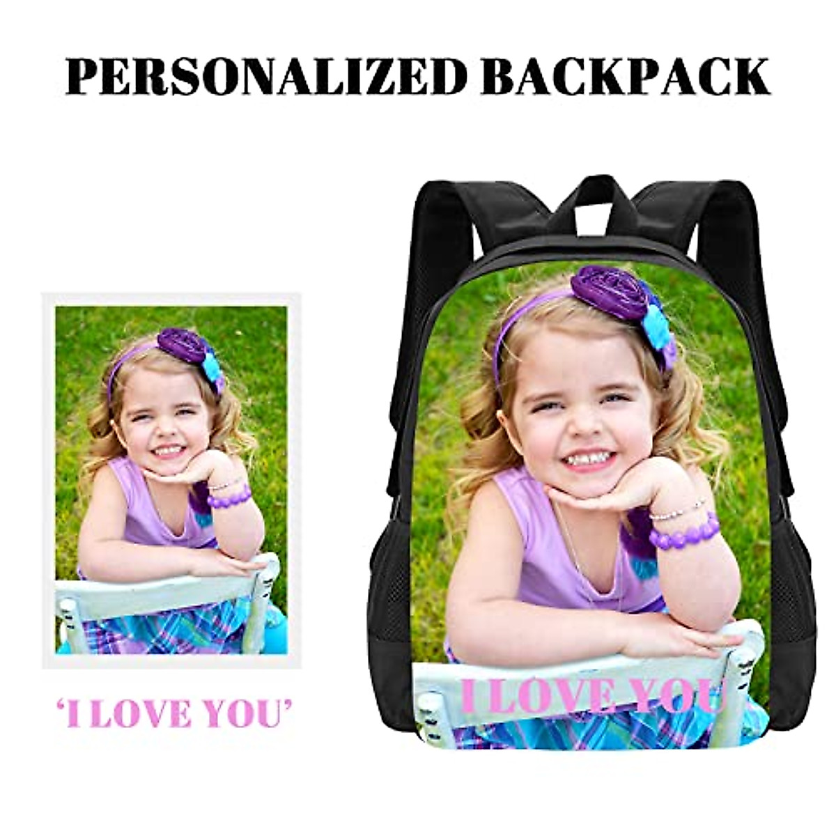 UJDUYSD Custom Backpack for Mens Womens, Personalized Backpacks with Photo Text Logo, Customize Casual Large Capacity with Compartments Laptop Bags for Travel, Camping 17"