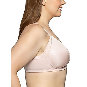 Vanity Fair Women's Full Figure Wireless Bra, Extended Side & Back Smoothing, Lightly Lined Cups up to DDD, Quartz, 44C