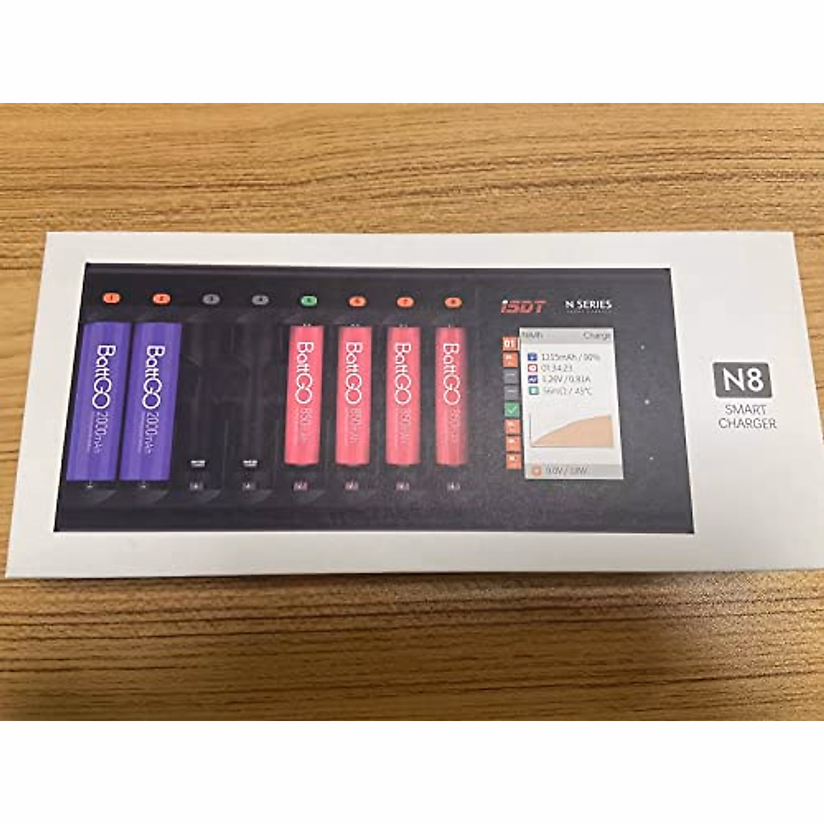 LIMETA 8 Bay AA AAA Battery Charger, LCD Display USB Fast Charging, Discharg Function, Over-Charge Protection for Household Rechargeable Batteries LiHv Ni-MH Ni-Cd LiFePO4 Li-ion