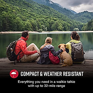 Cobra RX380 Walkie Talkies for Adults - Rechargeable, 40 Preset Channels, Long Range 32-Mile Two-Way Radio Set (2-Pack), Black