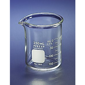 PYREX Heavy Duty Griffin 1003 250mL Beaker Double Scale Graduated; 12pk