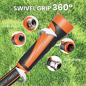 Giraffe Tools Garden Hose 25ft x 5/8", Water Hose Heavy Duty, Flexible, Lightweight Hybrid Hose with Swivel Handle, Male to Female Fittings, Burst 600 PSI