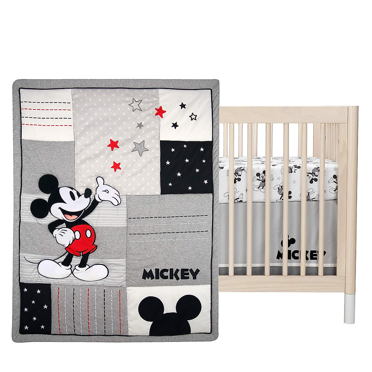 Lambs & Ivy Disney Baby Magical Mickey Mouse 3-Piece Crib Bedding Set - Gray